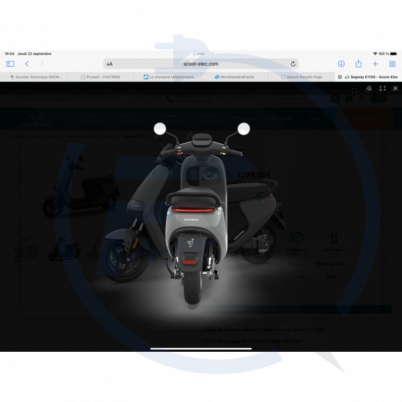 Scooter électrique SEGWAY E110S (50cc) Couleur Blanc arctique (brillant)